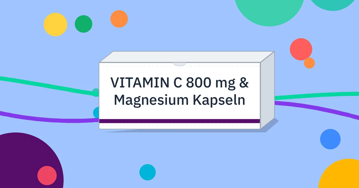 Symbolbild: Packung mit der Aufschrift VITAMIN C 800 mg & Magnesium Kapseln (PZN 17965983) – Verfügbarkeit und Bezug in Apotheken in Frankfurt am Main
