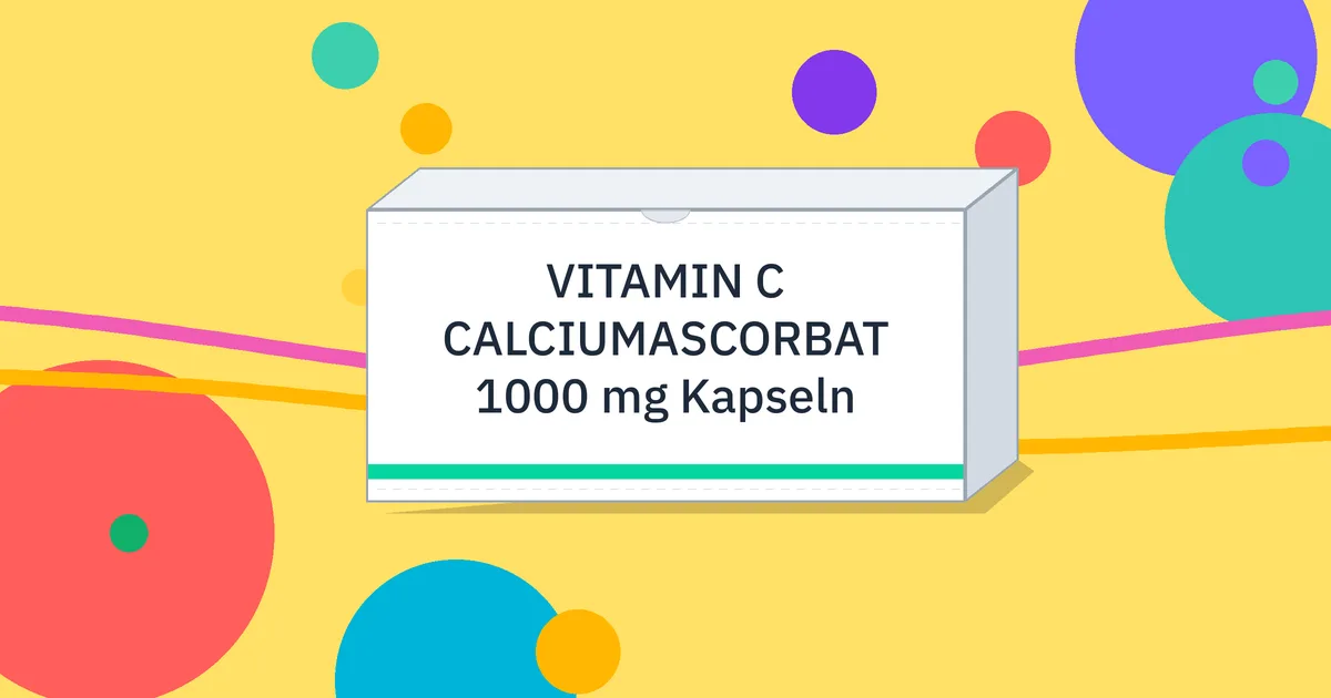 Symbolbild: Packung mit der Aufschrift VITAMIN C CALCIUMASCORBAT 1000 mg Kapseln (PZN 09844768) – Verfügbarkeit und Bezug in Apotheken in Frankfurt am Main