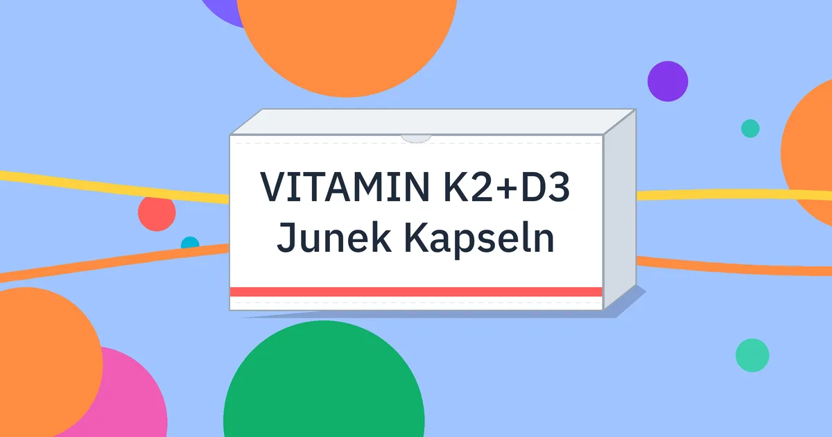 Symbolbild: Packung mit der Aufschrift VITAMIN K2+D3 Junek Kapseln (PZN 15432656) – Verfügbarkeit und Bezug in Apotheken in Frankfurt am Main