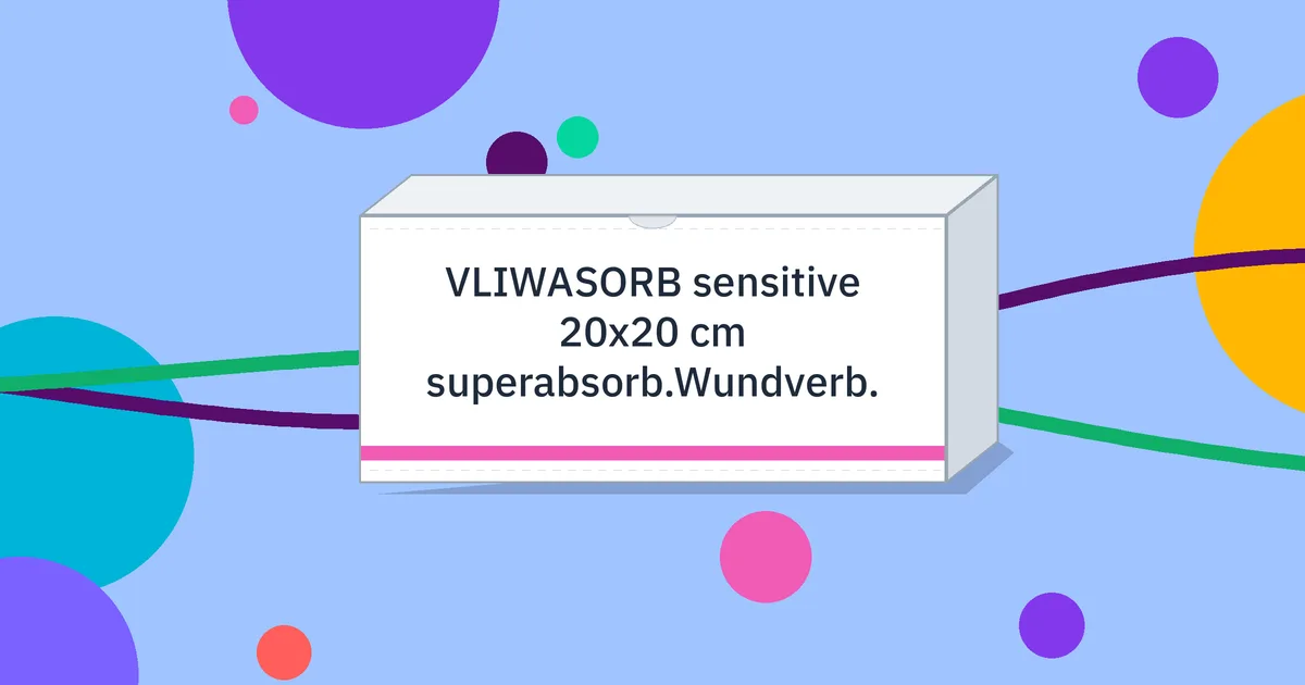 Symbolbild: Packung mit der Aufschrift VLIWASORB sensitive 20x20 cm superabsorb.Wundverb. (PZN 17902020) – Verfügbarkeit und Bezug in Apotheken in Frankfurt am Main