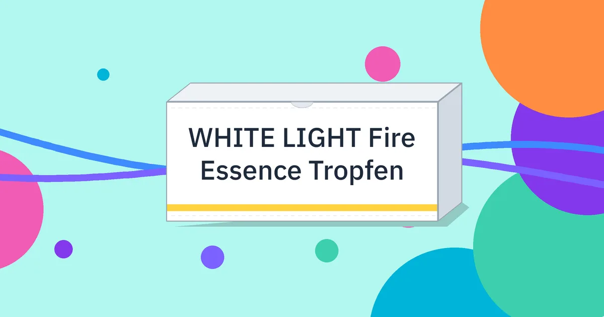 Symbolbild: Packung mit der Aufschrift WHITE LIGHT Fire Essence Tropfen (PZN 18906385) – Verfügbarkeit und Bezug in Apotheken in Frankfurt am Main
