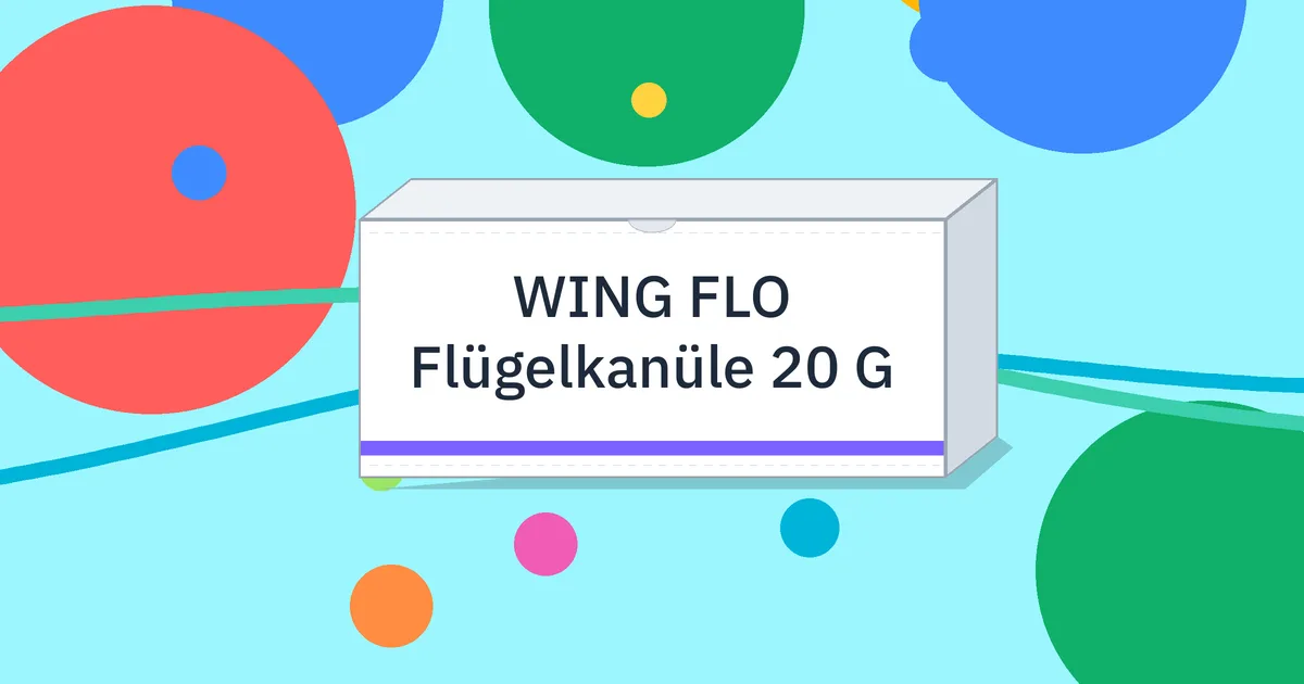 Symbolbild: Packung mit der Aufschrift WING FLO Flügelkanüle 20 G (PZN 03024975) – Verfügbarkeit und Bezug in Apotheken in Frankfurt am Main