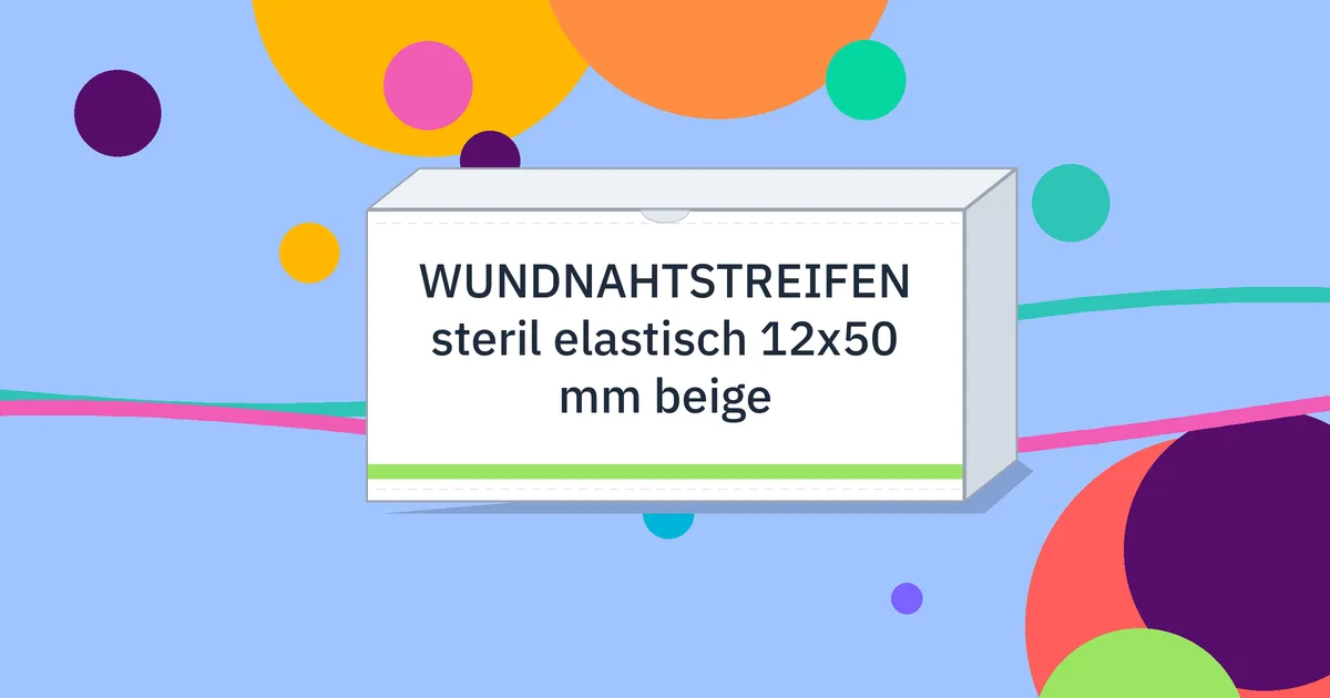 Symbolbild: Packung mit der Aufschrift WUNDNAHTSTREIFEN steril elastisch 12x50 mm beige (PZN 20100844) – Verfügbarkeit und Bezug in Apotheken in Frankfurt am Main