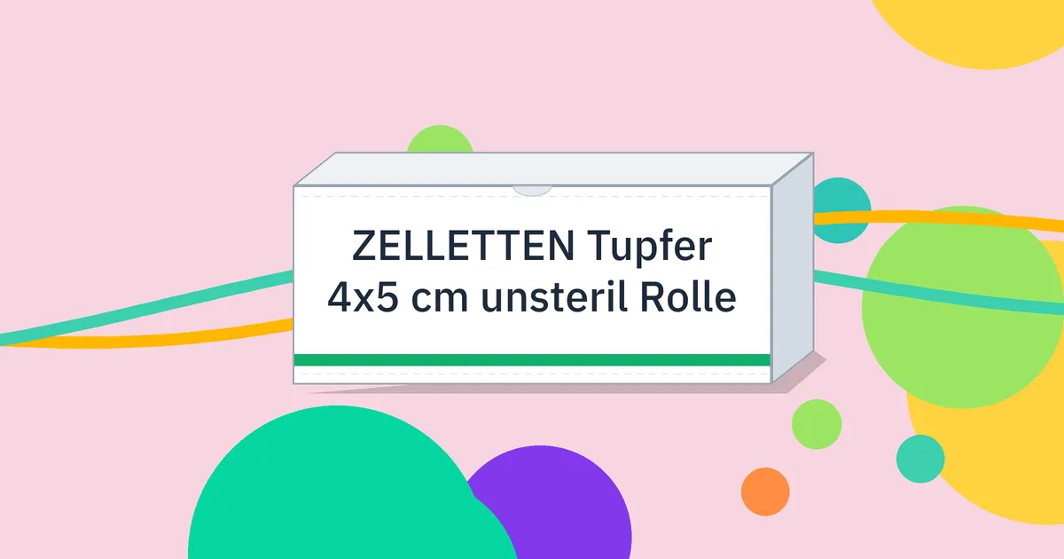 Symbolbild: Packung mit der Aufschrift ZELLETTEN Tupfer 4x5 cm unsteril Rolle (PZN 02292805) – Verfügbarkeit und Bezug in Apotheken in Frankfurt am Main