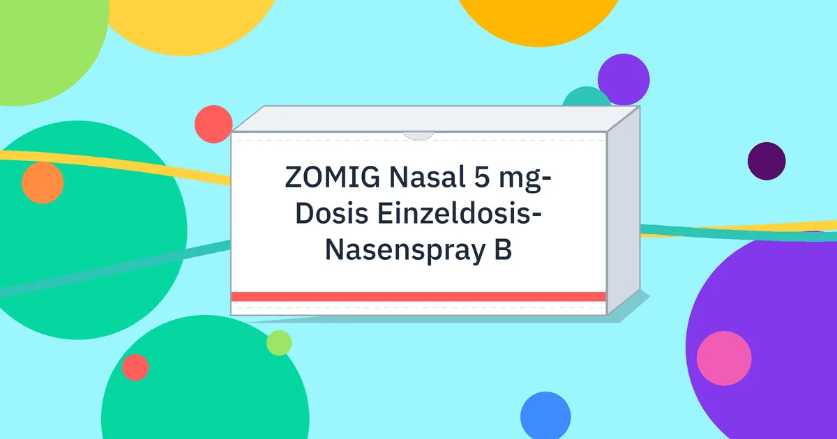 Symbolbild: Packung mit der Aufschrift ZOMIG Nasal 5 mg-Dosis Einzeldosis-Nasenspray B (PZN 17166443) – Verfügbarkeit und Bezug in Apotheken in Frankfurt am Main