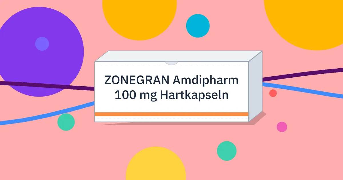 Symbolbild: Packung mit der Aufschrift ZONEGRAN Amdipharm 100 mg Hartkapseln (PZN 04407282) – Verfügbarkeit und Bezug in Apotheken in Frankfurt am Main