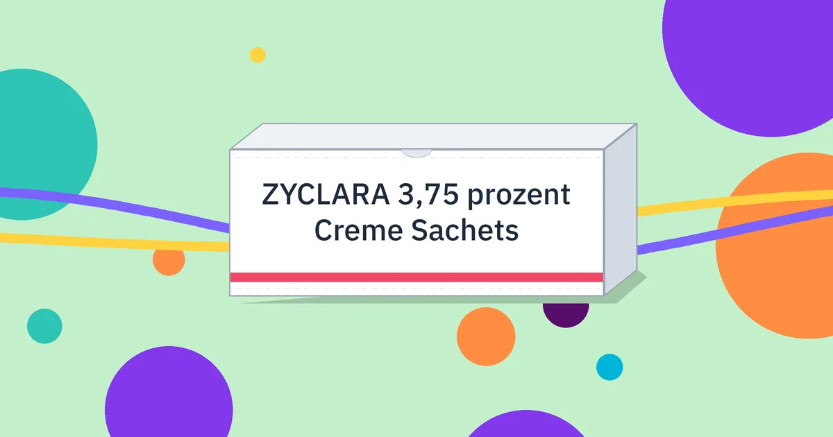 Symbolbild: Packung mit der Aufschrift ZYCLARA 3,75 prozent Creme Sachets (PZN 13879726) – Verfügbarkeit und Bezug in Apotheken in Frankfurt am Main