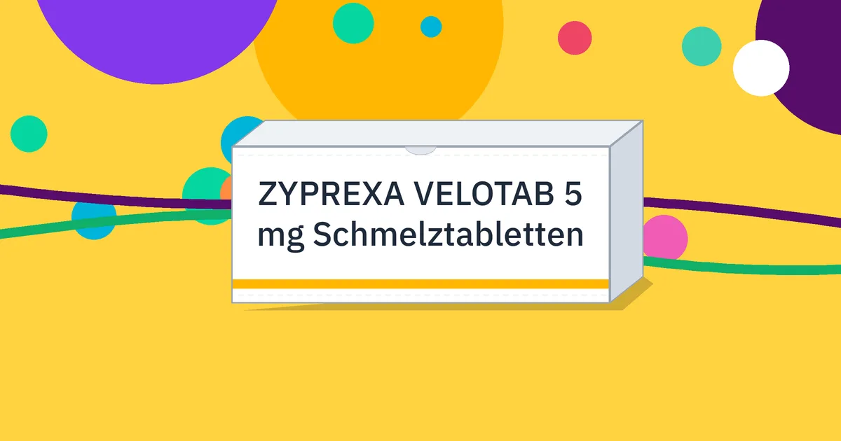 Symbolbild: Packung mit der Aufschrift ZYPREXA VELOTAB 5 mg Schmelztabletten (PZN 04768896) – Verfügbarkeit und Bezug in Apotheken in Frankfurt am Main