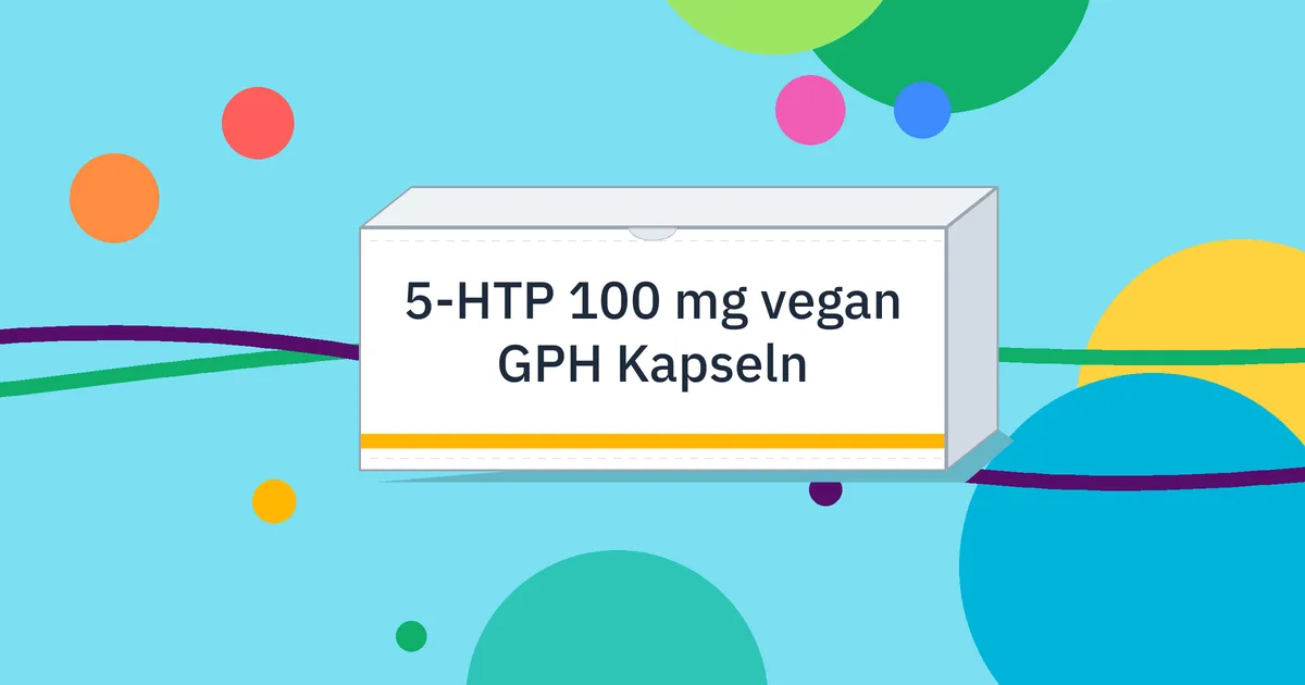 Symbolbild: Packung mit der Aufschrift 5-HTP 100 mg vegan GPH Kapseln (PZN 16362107) – Verfügbarkeit und Bezug in Apotheken in Frankfurt am Main