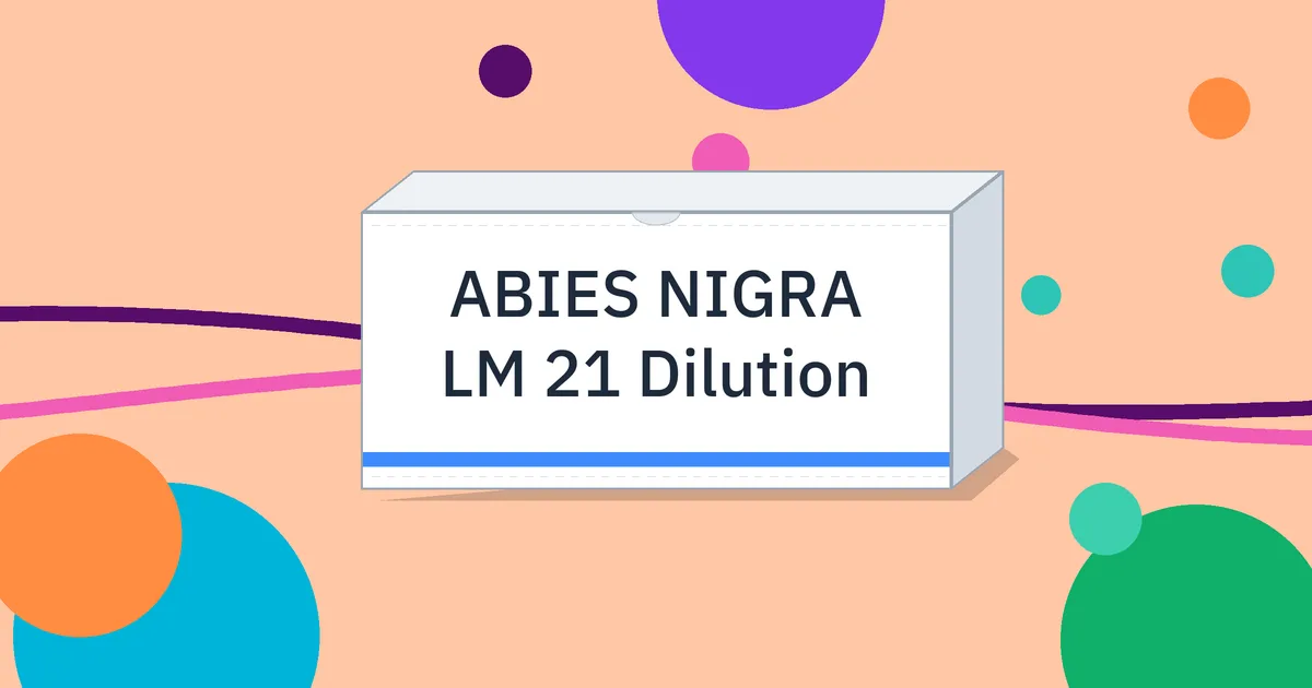 Symbolbild: Packung mit der Aufschrift ABIES NIGRA LM 21 Dilution (PZN 13260636) – Verfügbarkeit und Bezug in Apotheken in Frankfurt am Main