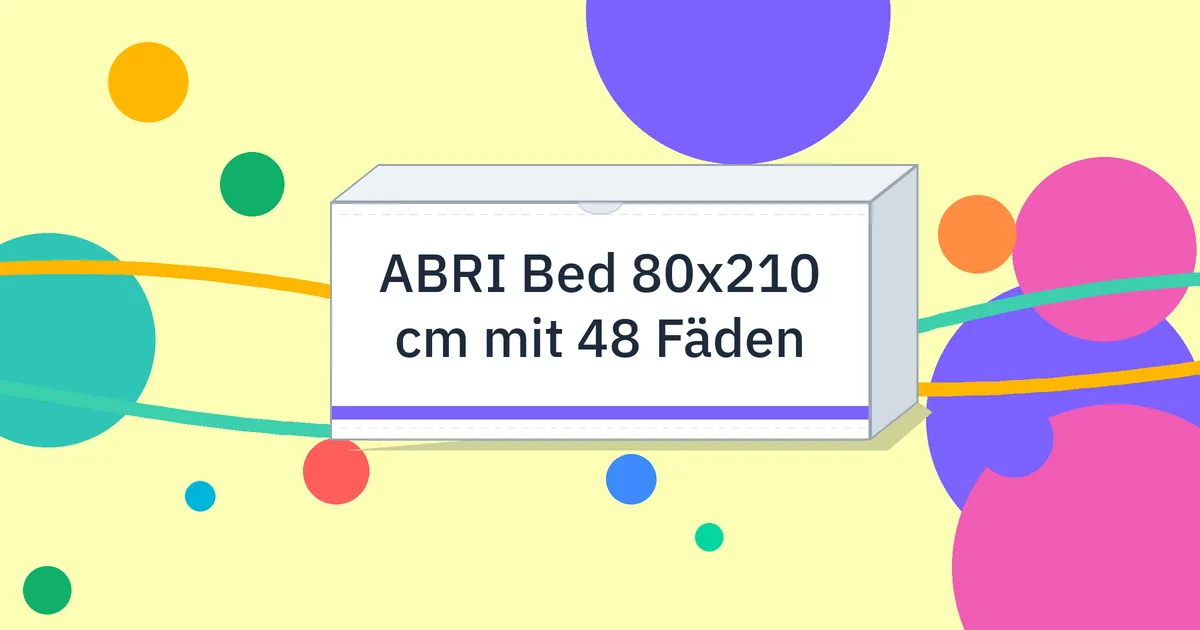 Symbolbild: Packung mit der Aufschrift ABRI Bed 80x210 cm mit 48 Fäden (PZN 09201987) – Verfügbarkeit und Bezug in Apotheken in Frankfurt am Main