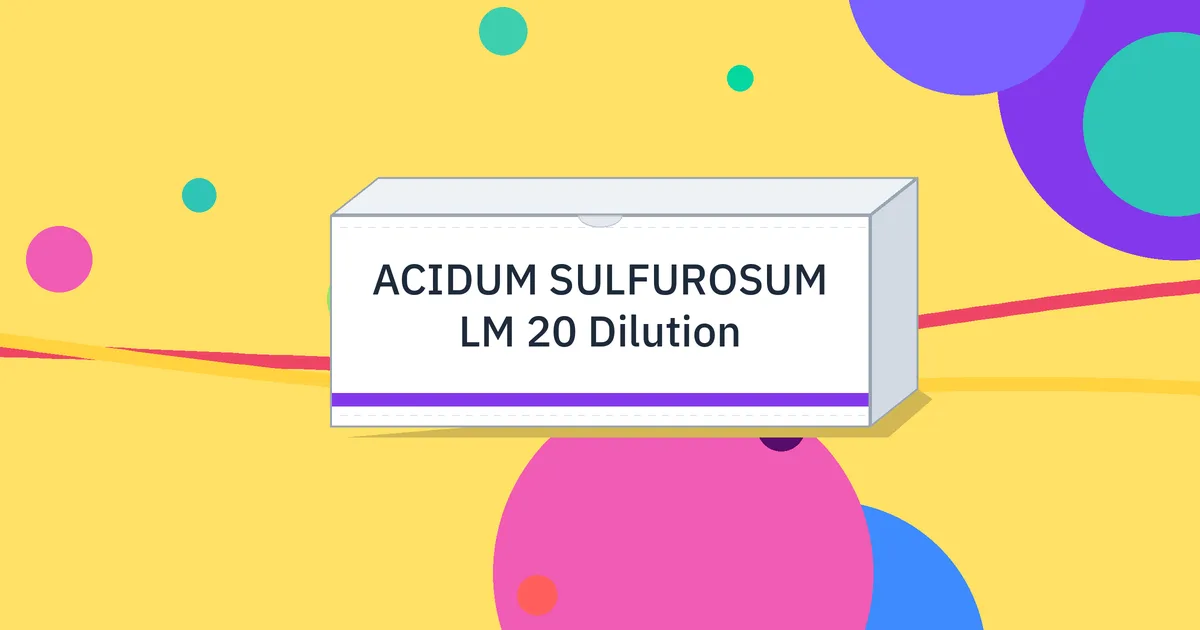 Symbolbild: Packung mit der Aufschrift ACIDUM SULFUROSUM LM 20 Dilution (PZN 13285004) – Verfügbarkeit und Bezug in Apotheken in Frankfurt am Main