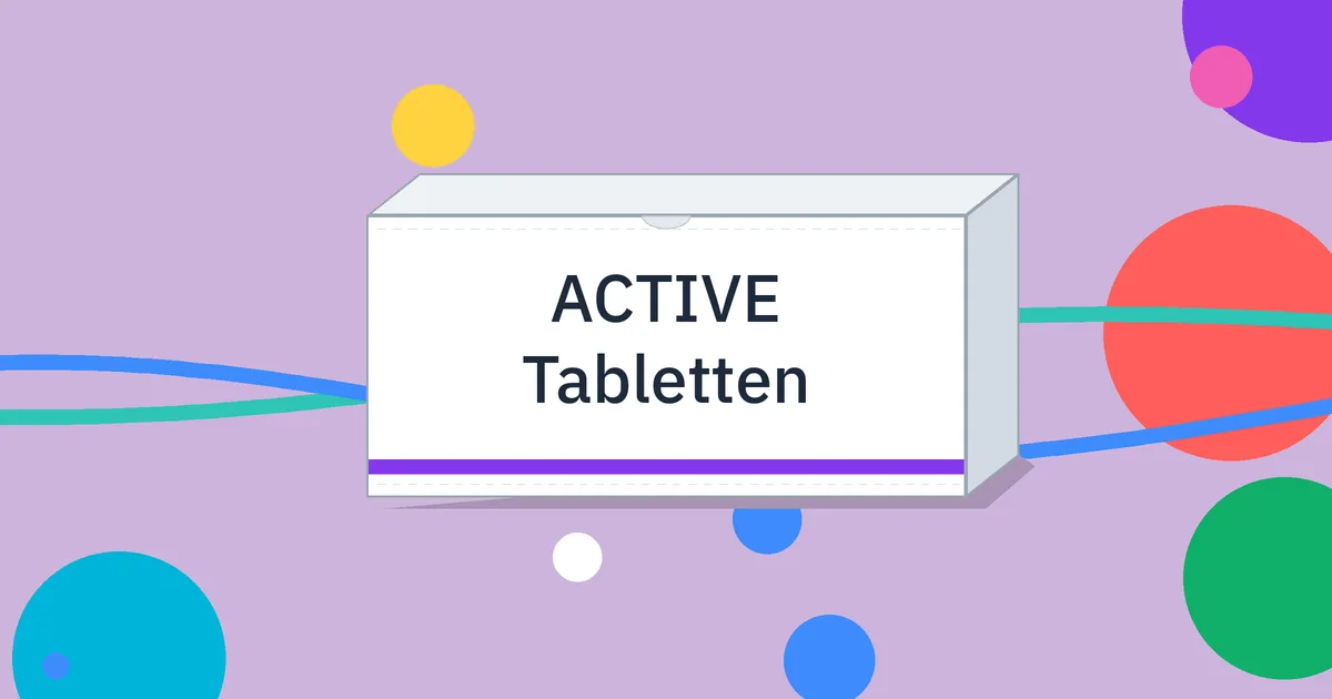 Symbolbild: Packung mit der Aufschrift ACTIVE Tabletten (PZN 19556220) – Verfügbarkeit und Bezug in Apotheken in Frankfurt am Main