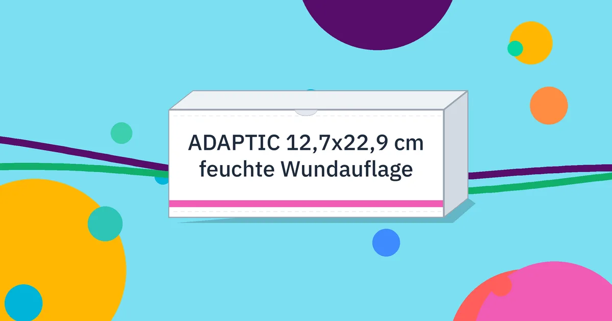 Symbolbild: Packung mit der Aufschrift ADAPTIC 12,7x22,9 cm feuchte Wundauflage (PZN 12897202) – Verfügbarkeit und Bezug in Apotheken in Frankfurt am Main