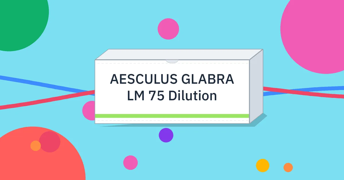 Symbolbild: Packung mit der Aufschrift AESCULUS GLABRA LM 75 Dilution (PZN 13299704) – Verfügbarkeit und Bezug in Apotheken in Frankfurt am Main