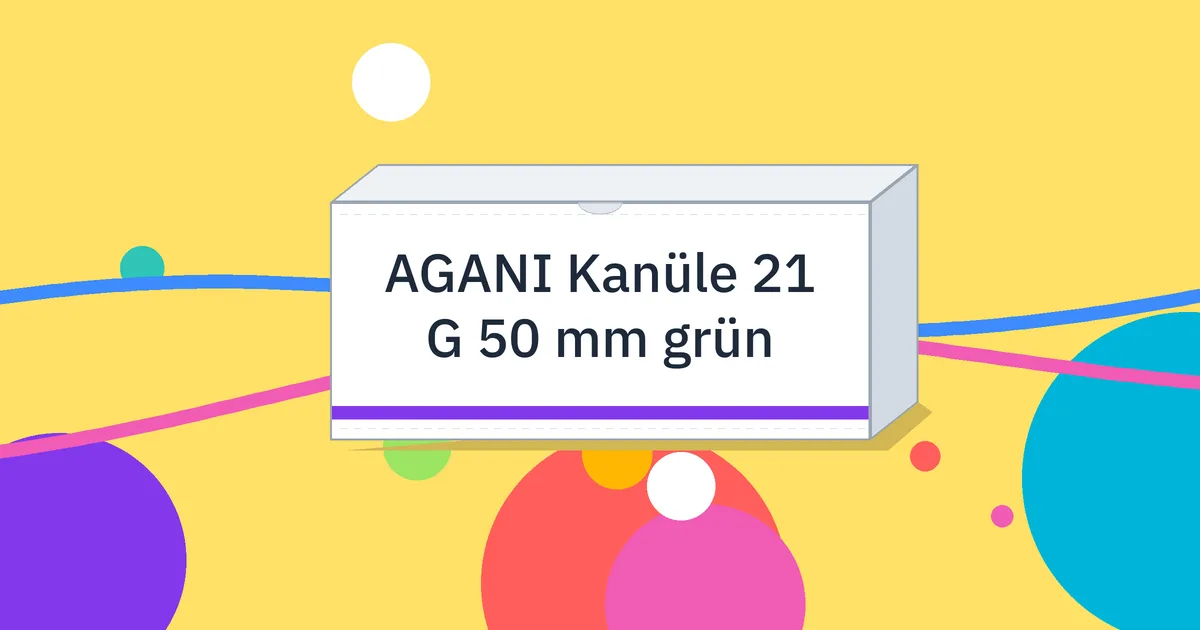 Symbolbild: Packung mit der Aufschrift AGANI Kanüle 21 G 50 mm grün (PZN 01802115) – Verfügbarkeit und Bezug in Apotheken in Frankfurt am Main