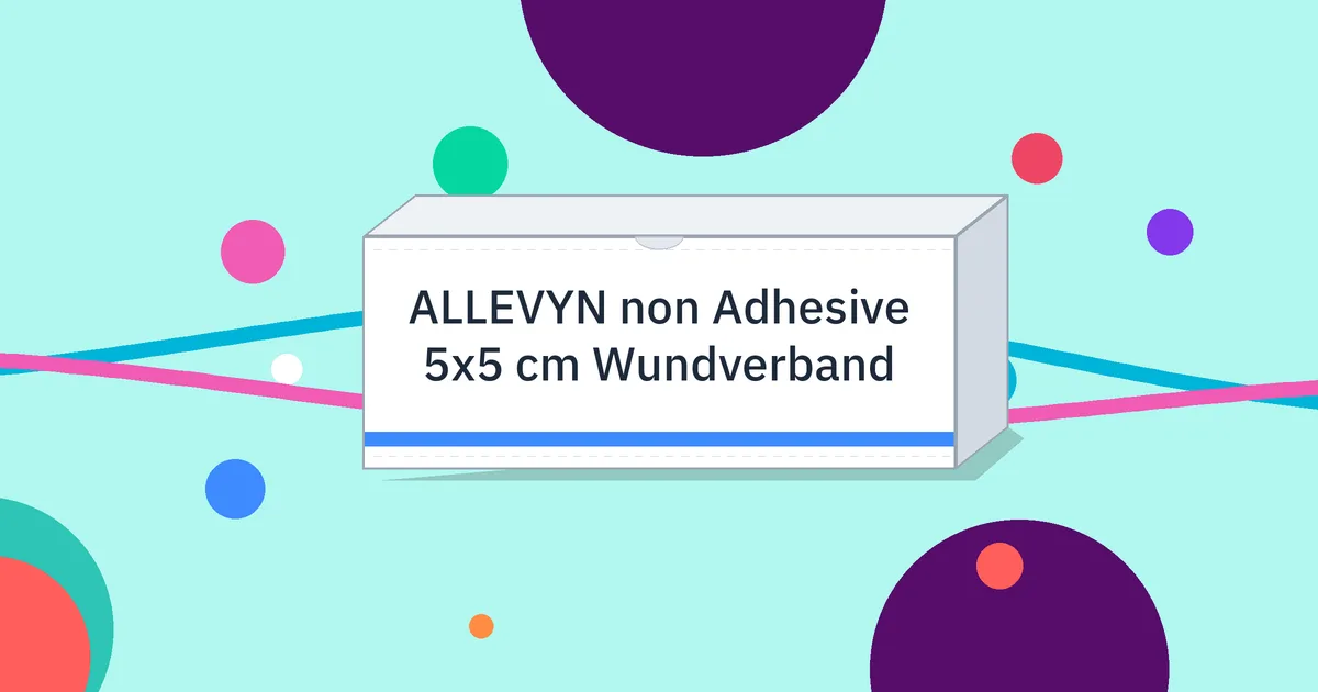 Symbolbild: Packung mit der Aufschrift ALLEVYN non Adhesive 5x5 cm Wundverband (PZN 19874871) – Verfügbarkeit und Bezug in Apotheken in Frankfurt am Main