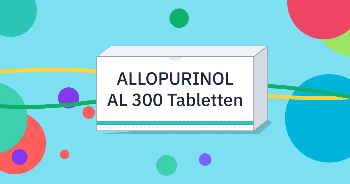 Symbolbild: Packung mit der Aufschrift ALLOPURINOL AL 300 Tabletten (PZN 03399824) – Verfügbarkeit und Bezug in Apotheken in Frankfurt am Main