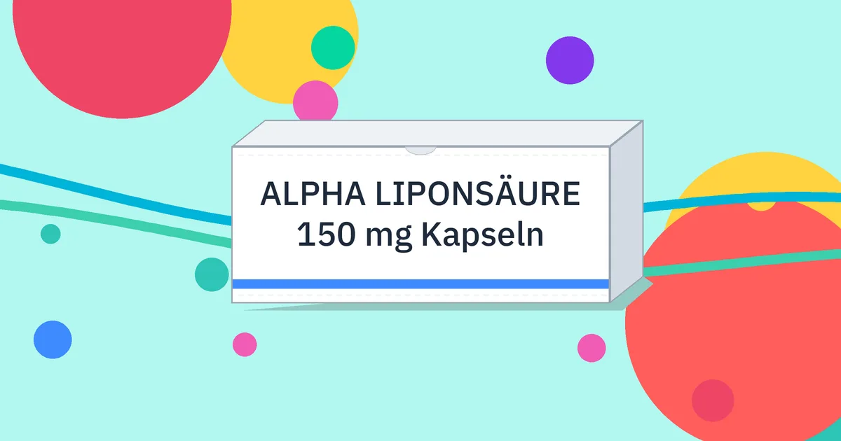 Symbolbild: Packung mit der Aufschrift ALPHA LIPONSÄURE 150 mg Kapseln (PZN 10111640) – Verfügbarkeit und Bezug in Apotheken in Frankfurt am Main