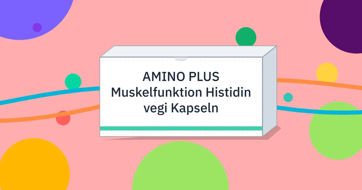 Symbolbild: Packung mit der Aufschrift AMINO PLUS Muskelfunktion Histidin vegi Kapseln (PZN 17591749) – Verfügbarkeit und Bezug in Apotheken in Frankfurt am Main