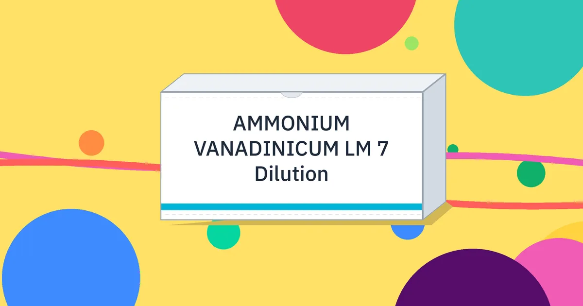 Symbolbild: Packung mit der Aufschrift AMMONIUM VANADINICUM LM 7 Dilution (PZN 13324081) – Verfügbarkeit und Bezug in Apotheken in Frankfurt am Main