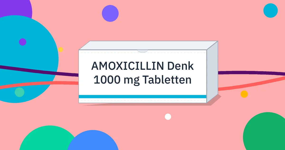 Symbolbild: Packung mit der Aufschrift AMOXICILLIN Denk 1000 mg Tabletten (PZN 20126660) – Verfügbarkeit und Bezug in Apotheken in Frankfurt am Main