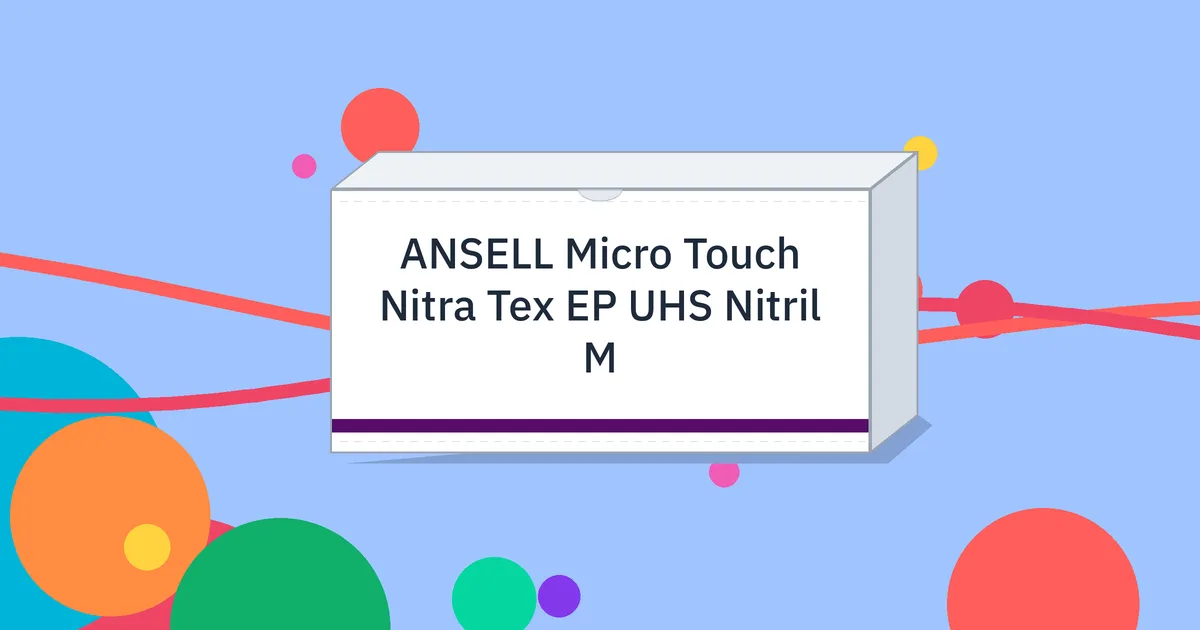 Symbolbild: Packung mit der Aufschrift ANSELL Micro Touch Nitra Tex EP UHS Nitril M (PZN 07650250) – Verfügbarkeit und Bezug in Apotheken in Frankfurt am Main
