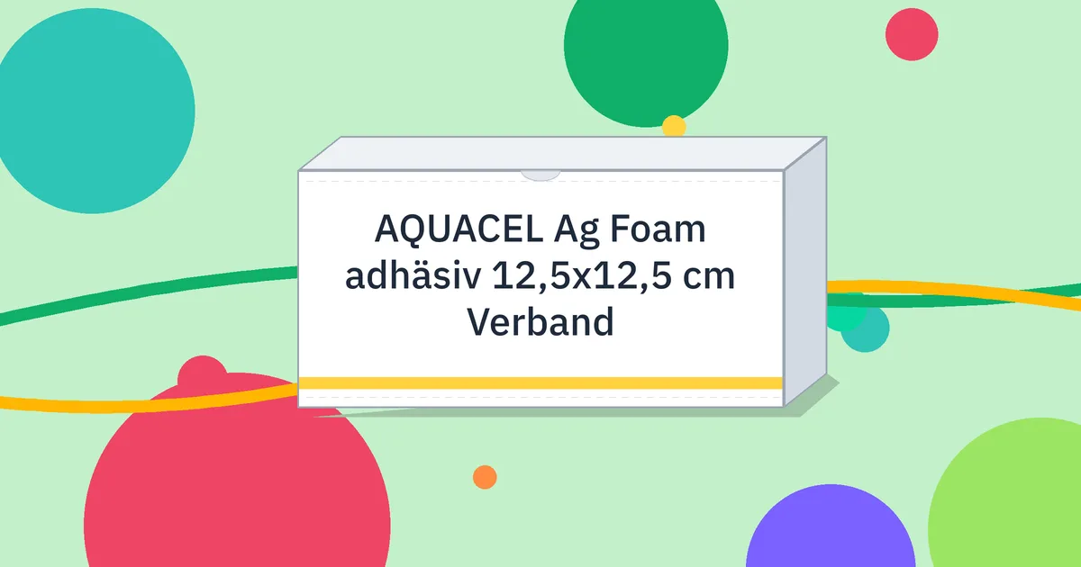 Symbolbild: Packung mit der Aufschrift AQUACEL Ag Foam adhäsiv 12,5x12,5 cm Verband (PZN 16628628) – Verfügbarkeit und Bezug in Apotheken in Frankfurt am Main