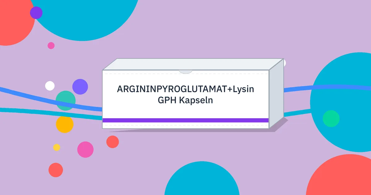 Symbolbild: Packung mit der Aufschrift ARGININPYROGLUTAMAT+Lysin GPH Kapseln (PZN 00128964) – Verfügbarkeit und Bezug in Apotheken in Frankfurt am Main