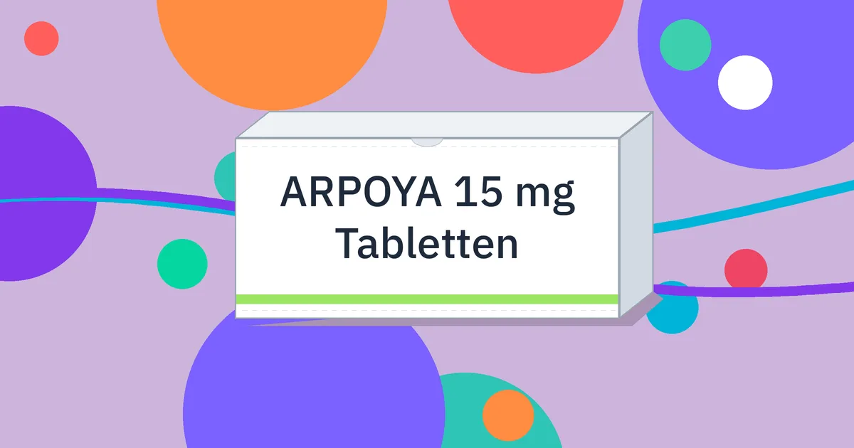 Symbolbild: Packung mit der Aufschrift ARPOYA 15 mg Tabletten (PZN 10785410) – Verfügbarkeit und Bezug in Apotheken in Frankfurt am Main