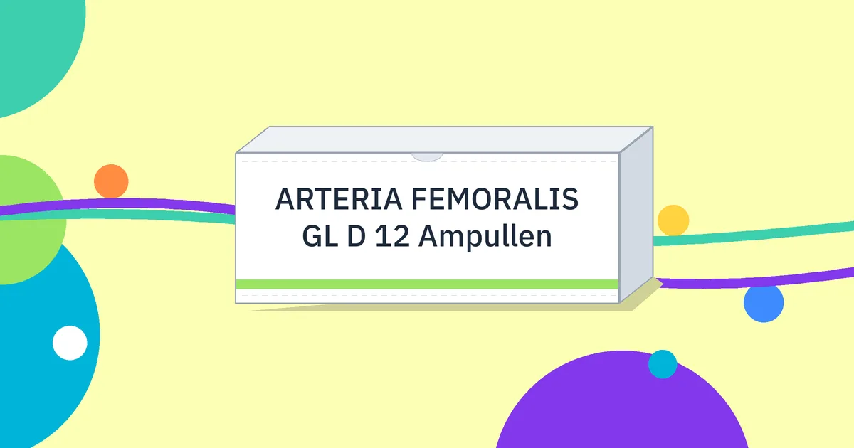 Symbolbild: Packung mit der Aufschrift ARTERIA FEMORALIS GL D 12 Ampullen (PZN 02904266) – Verfügbarkeit und Bezug in Apotheken in Frankfurt am Main