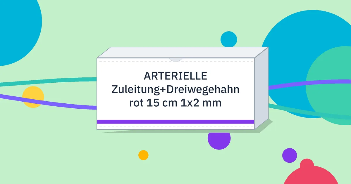 Symbolbild: Packung mit der Aufschrift ARTERIELLE Zuleitung+Dreiwegehahn rot 15 cm 1x2 mm (PZN 04500248) – Verfügbarkeit und Bezug in Apotheken in Frankfurt am Main