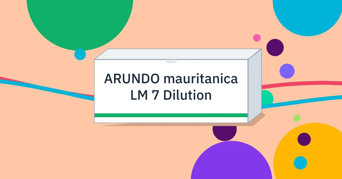 Symbolbild: Packung mit der Aufschrift ARUNDO mauritanica LM 7 Dilution (PZN 12781043) – Verfügbarkeit und Bezug in Apotheken in Frankfurt am Main