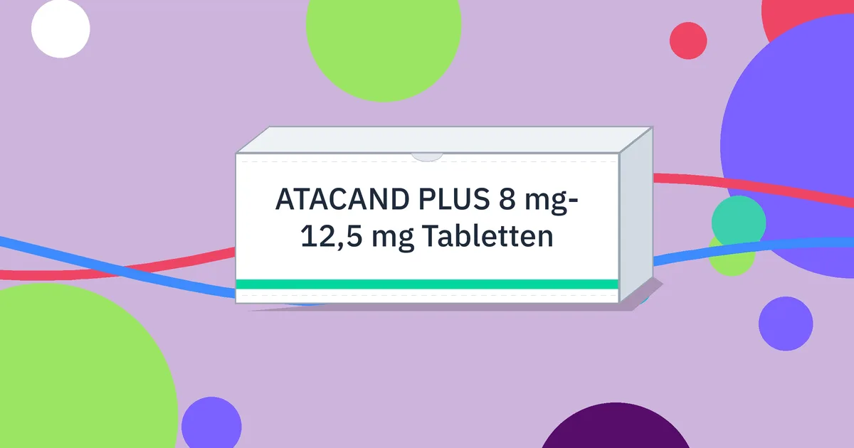 Symbolbild: Packung mit der Aufschrift ATACAND PLUS 8 mg-12,5 mg Tabletten (PZN 01581737) – Verfügbarkeit und Bezug in Apotheken in Frankfurt am Main