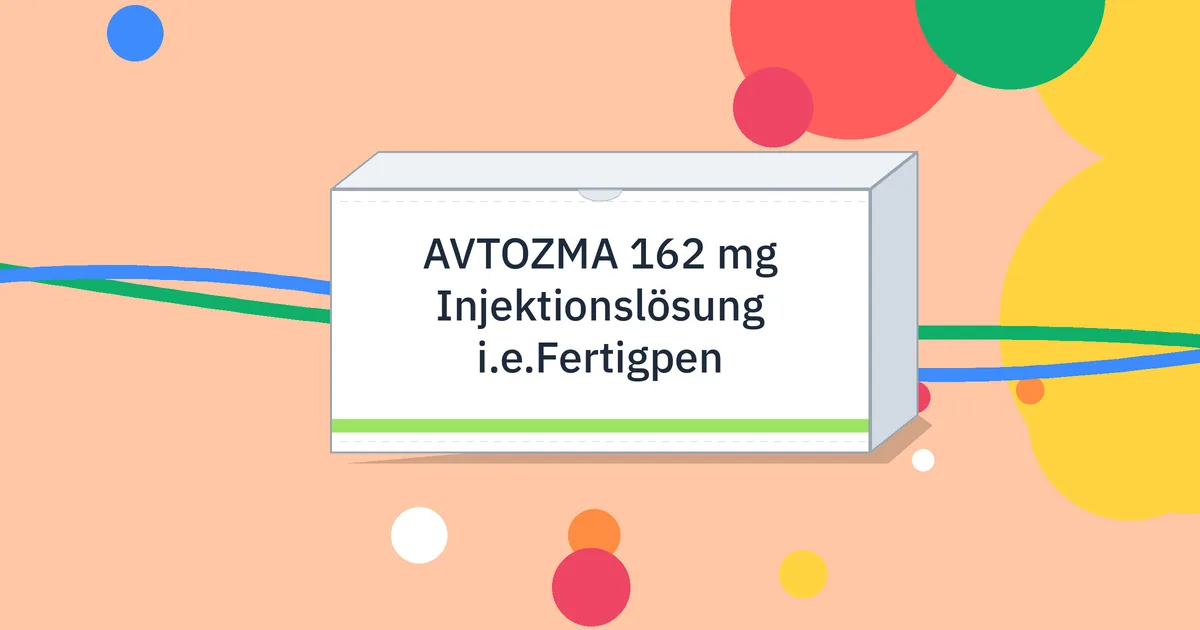 Symbolbild: Packung mit der Aufschrift AVTOZMA 162 mg Injektionslösung i.e.Fertigpen (PZN 19499976) – Verfügbarkeit und Bezug in Apotheken in Frankfurt am Main