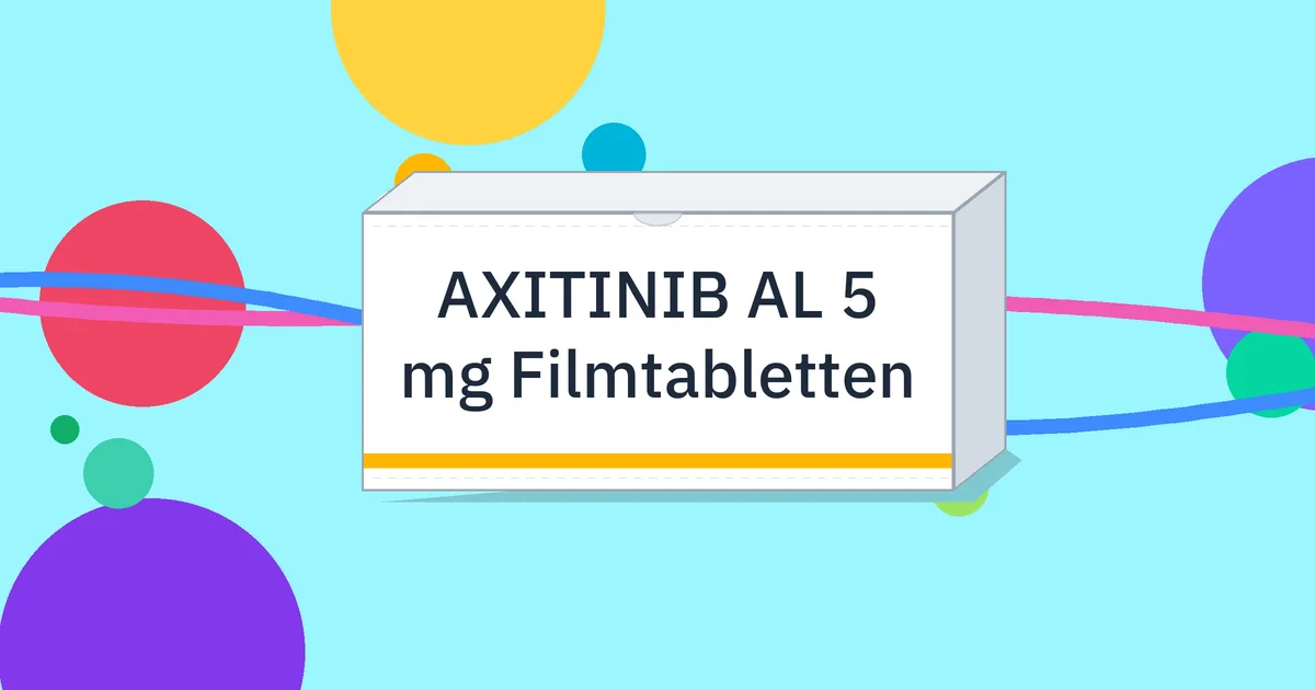 Symbolbild: Packung mit der Aufschrift AXITINIB AL 5 mg Filmtabletten (PZN 19391368) – Verfügbarkeit und Bezug in Apotheken in Frankfurt am Main