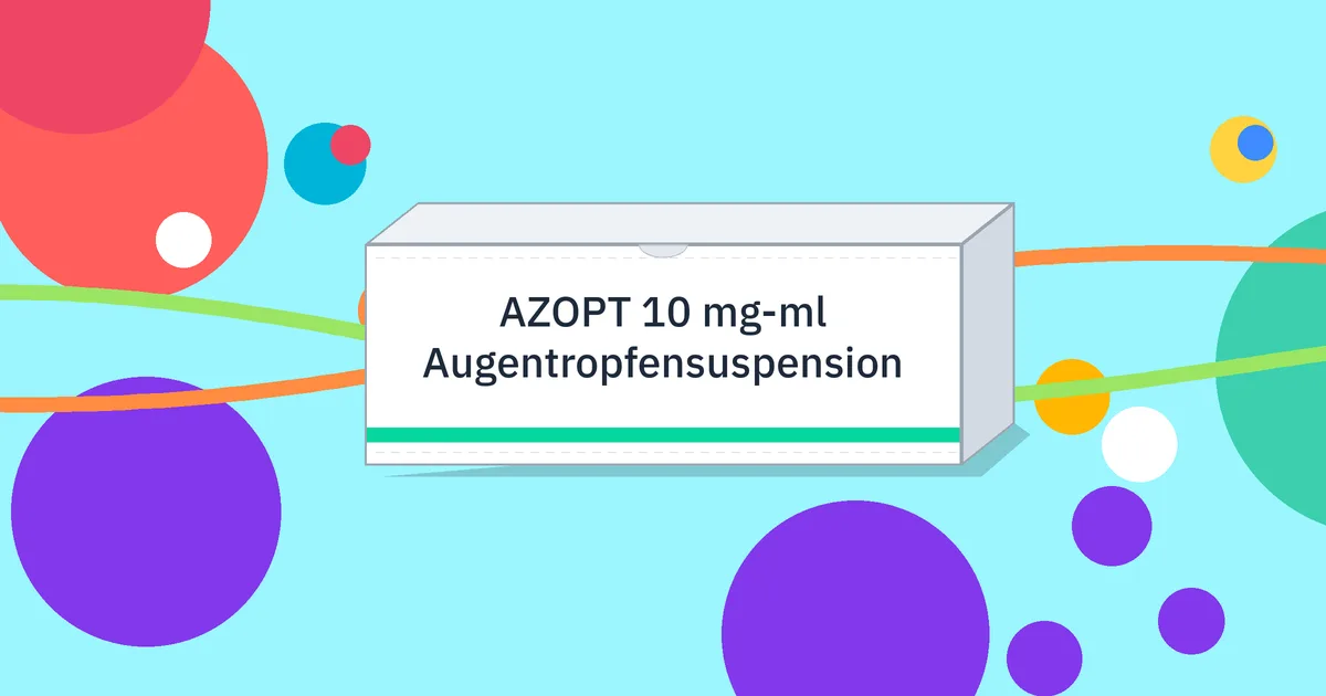 Symbolbild: Packung mit der Aufschrift AZOPT 10 mg-ml Augentropfensuspension (PZN 11613970) – Verfügbarkeit und Bezug in Apotheken in Frankfurt am Main