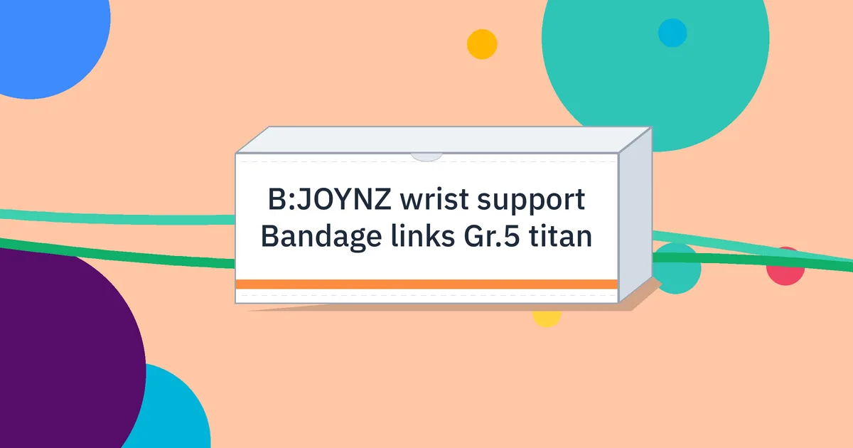 Symbolbild: Packung mit der Aufschrift B:JOYNZ wrist support Bandage links Gr.5 titan (PZN 20522752) – Verfügbarkeit und Bezug in Apotheken in Frankfurt am Main