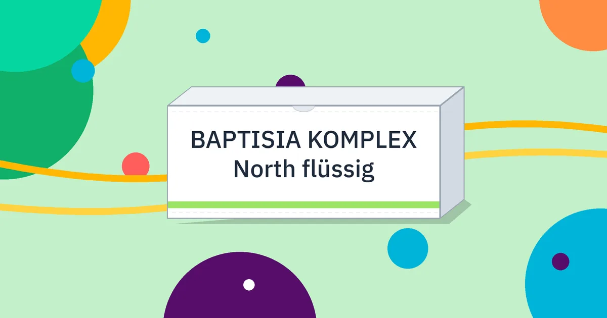 Symbolbild: Packung mit der Aufschrift BAPTISIA KOMPLEX North flüssig (PZN 07354020) – Verfügbarkeit und Bezug in Apotheken in Frankfurt am Main