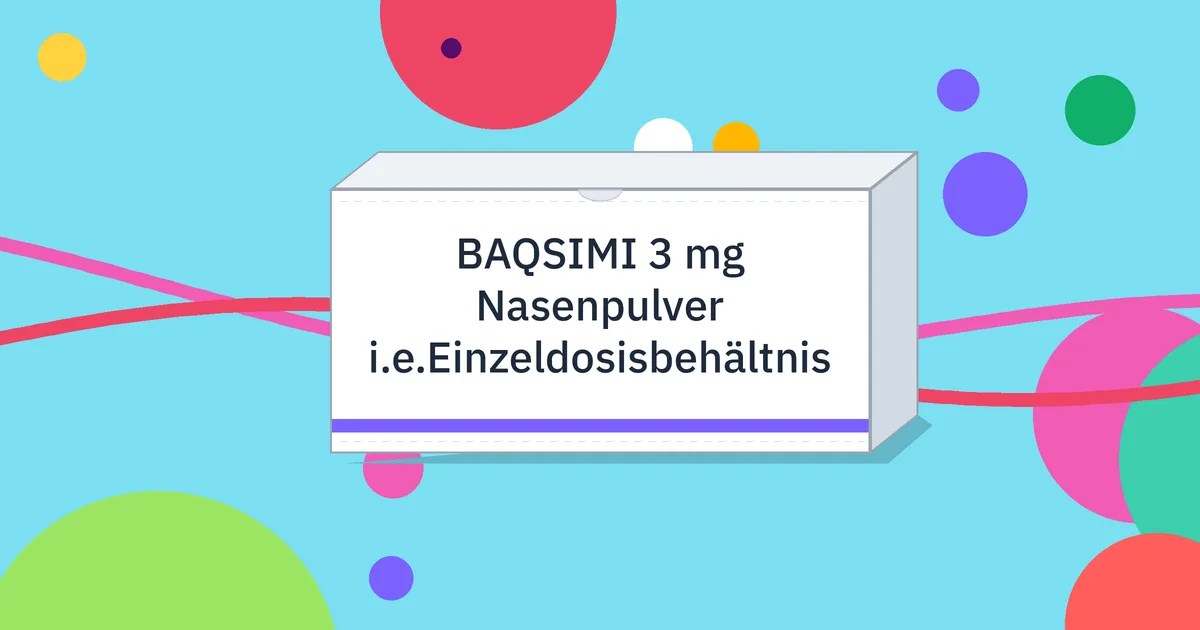 Symbolbild: Packung mit der Aufschrift BAQSIMI 3 mg Nasenpulver i.e.Einzeldosisbehältnis (PZN 19687531) – Verfügbarkeit und Bezug in Apotheken in Frankfurt am Main