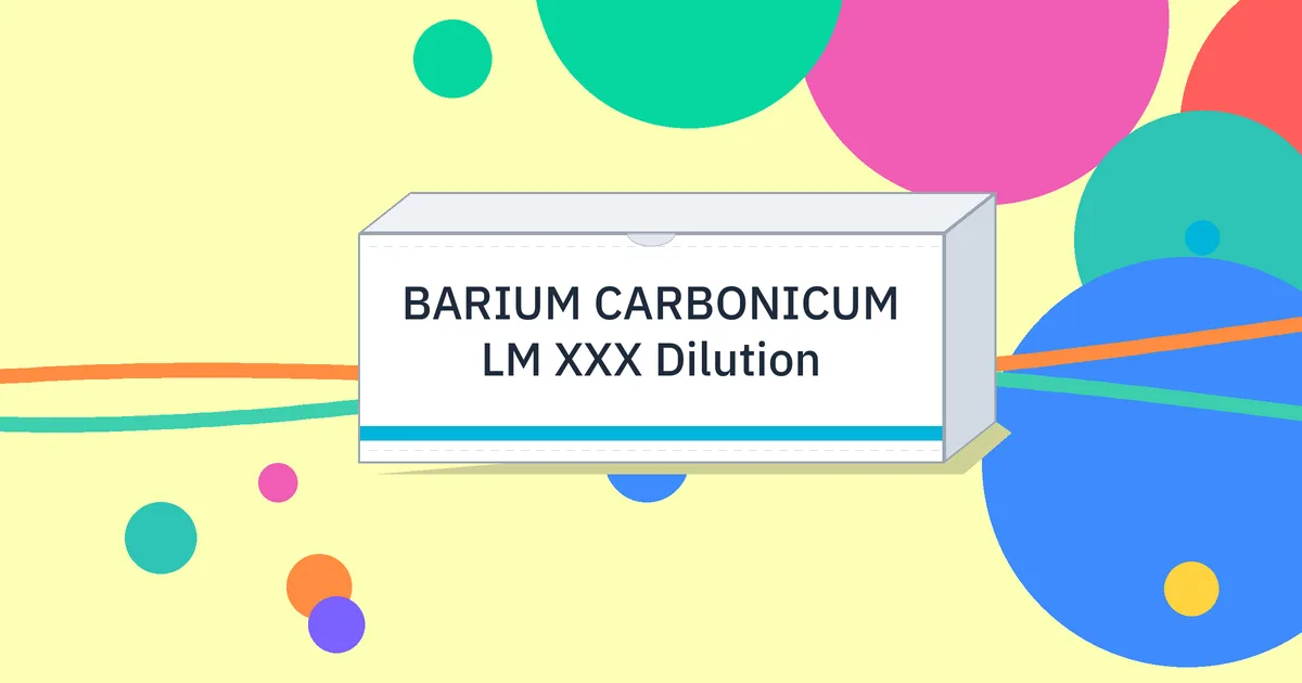 Symbolbild: Packung mit der Aufschrift BARIUM CARBONICUM LM XXX Dilution (PZN 02673832) – Verfügbarkeit und Bezug in Apotheken in Frankfurt am Main