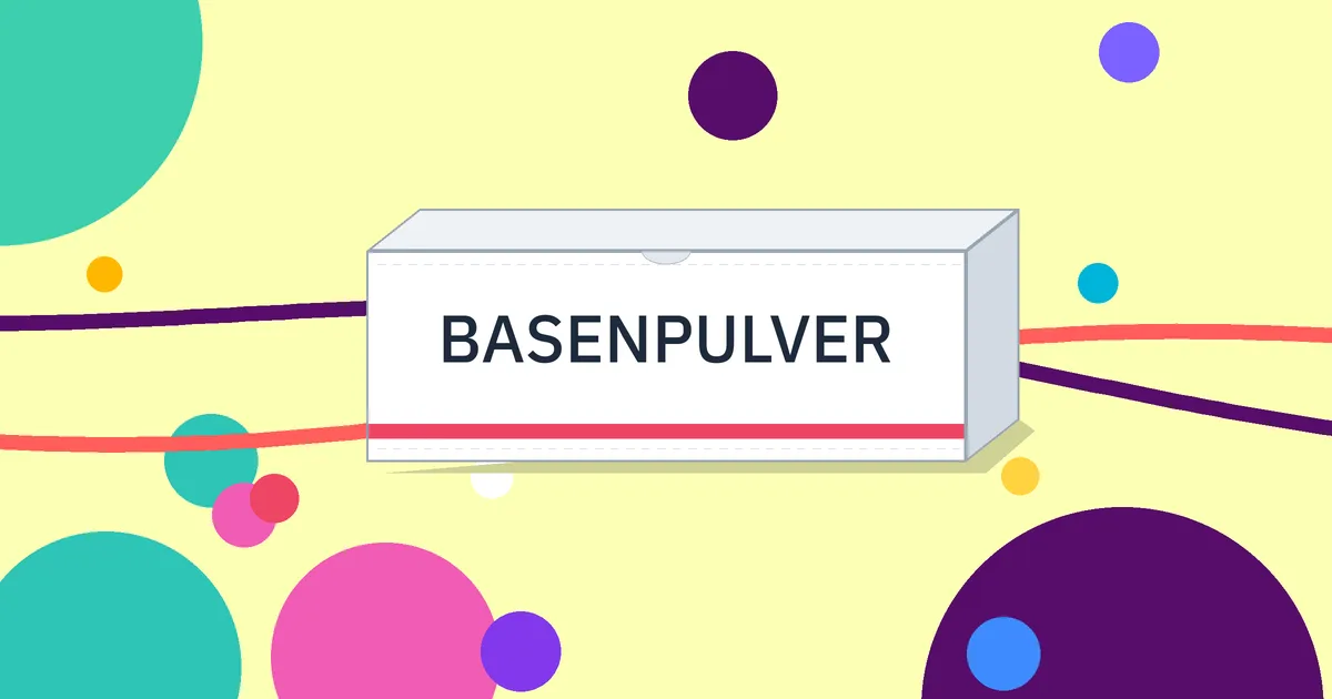 Symbolbild: Packung mit der Aufschrift BASENPULVER (PZN 16364187) – Verfügbarkeit und Bezug in Apotheken in Frankfurt am Main