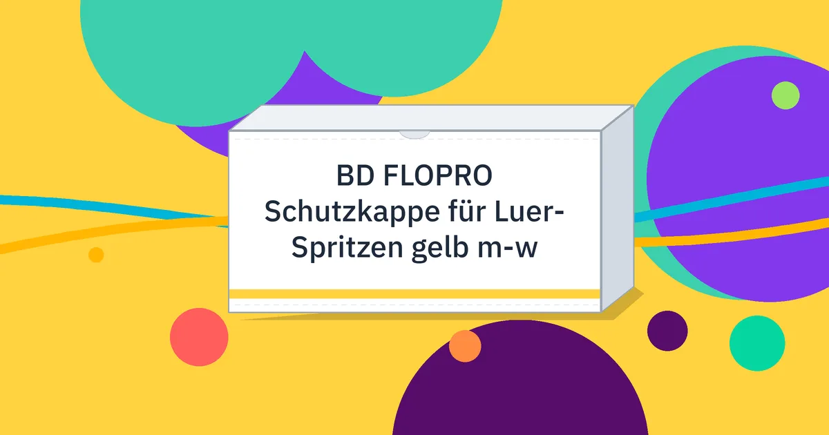 Symbolbild: Packung mit der Aufschrift BD FLOPRO Schutzkappe für Luer-Spritzen gelb m-w (PZN 02063996) – Verfügbarkeit und Bezug in Apotheken in Frankfurt am Main