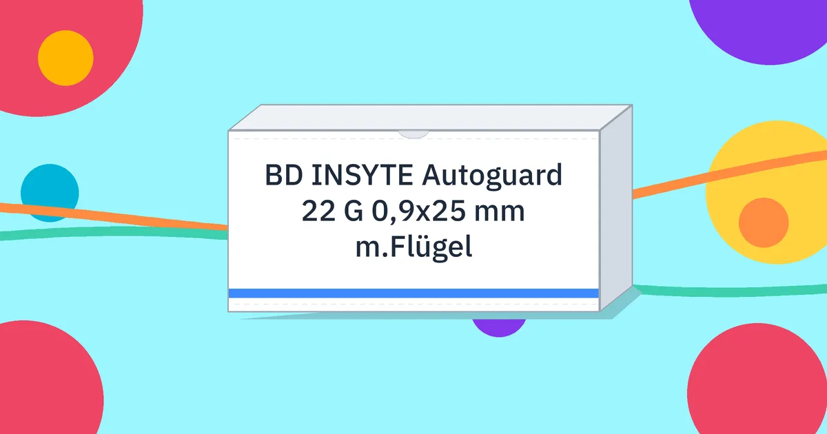 Symbolbild: Packung mit der Aufschrift BD INSYTE Autoguard 22 G 0,9x25 mm m.Flügel (PZN 01318661) – Verfügbarkeit und Bezug in Apotheken in Frankfurt am Main