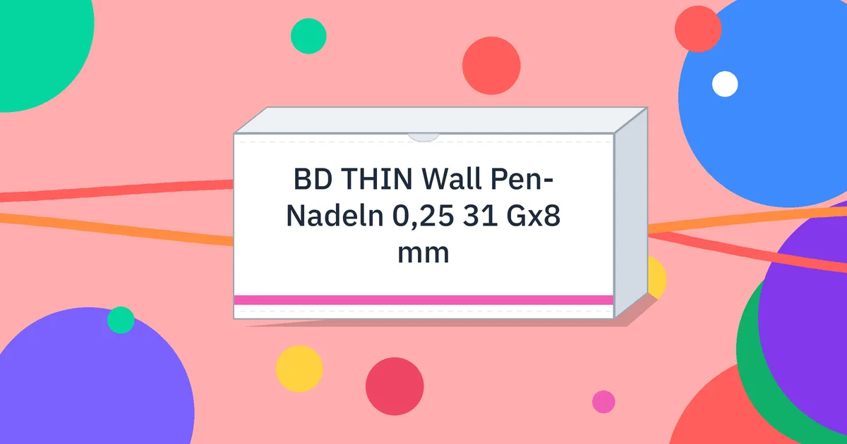 Symbolbild: Packung mit der Aufschrift BD THIN Wall Pen-Nadeln 0,25 31 Gx8 mm (PZN 17831283) – Verfügbarkeit und Bezug in Apotheken in Frankfurt am Main