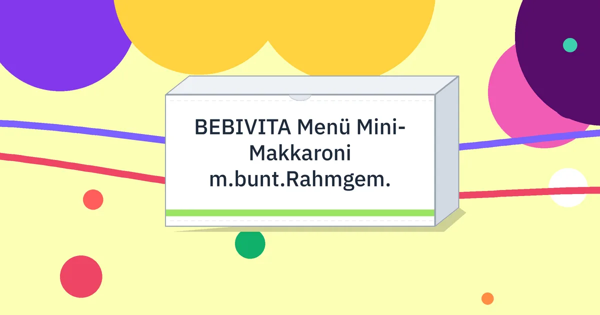 Symbolbild: Packung mit der Aufschrift BEBIVITA Menü Mini-Makkaroni m.bunt.Rahmgem. (PZN 09734904) – Verfügbarkeit und Bezug in Apotheken in Frankfurt am Main