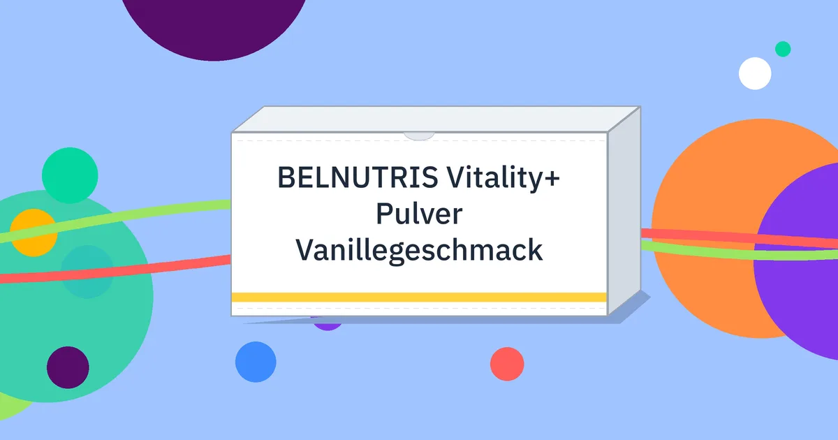 Symbolbild: Packung mit der Aufschrift BELNUTRIS Vitality+ Pulver Vanillegeschmack (PZN 19638018) – Verfügbarkeit und Bezug in Apotheken in Frankfurt am Main