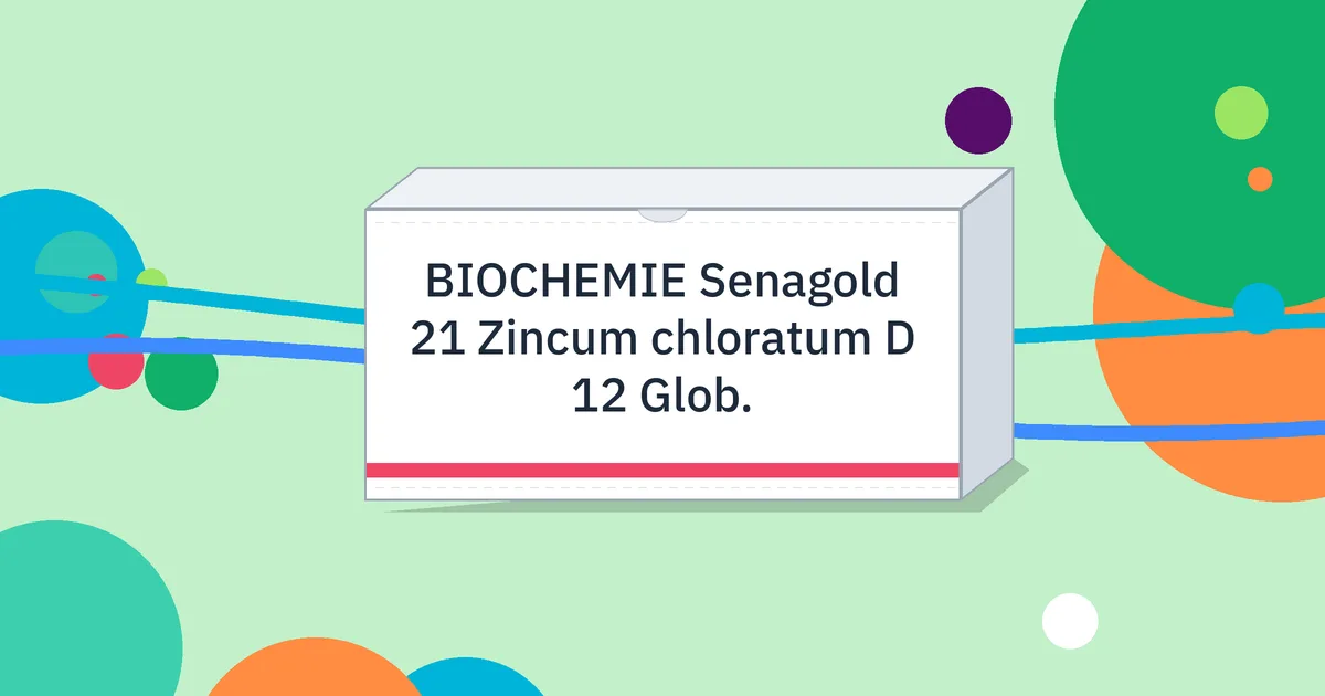 Symbolbild: Packung mit der Aufschrift BIOCHEMIE Senagold 21 Zincum chloratum D 12 Glob. (PZN 09214777) – Verfügbarkeit und Bezug in Apotheken in Frankfurt am Main