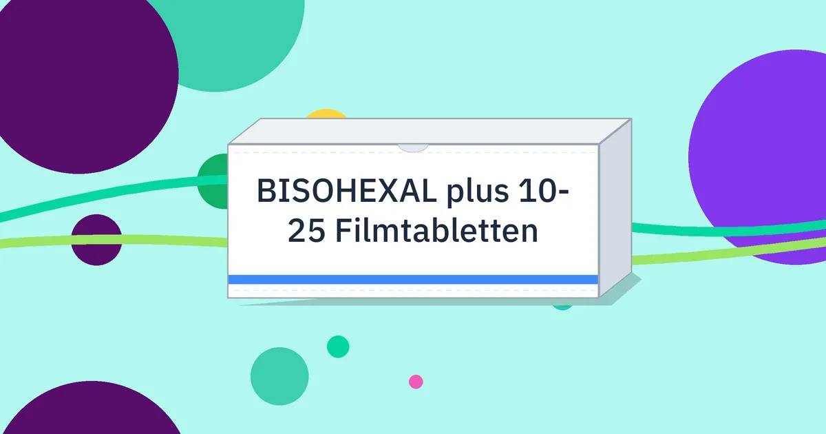 Symbolbild: Packung mit der Aufschrift BISOHEXAL plus 10-25 Filmtabletten (PZN 02426571) – Verfügbarkeit und Bezug in Apotheken in Frankfurt am Main