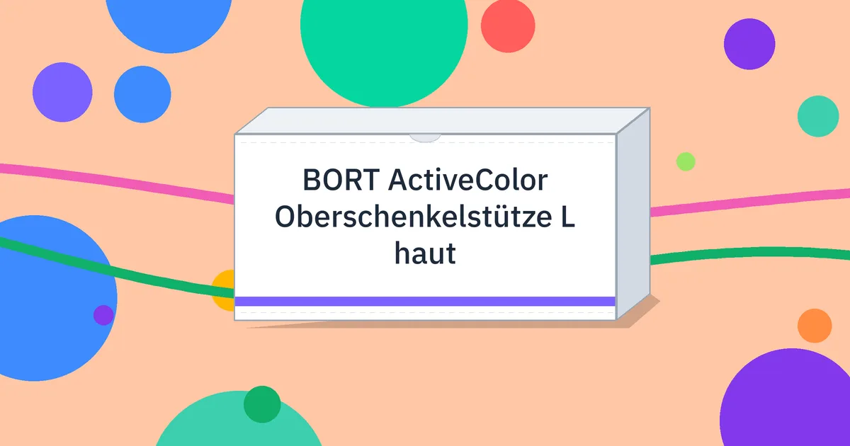 Symbolbild: Packung mit der Aufschrift BORT ActiveColor Oberschenkelstütze L haut (PZN 03169484) – Verfügbarkeit und Bezug in Apotheken in Frankfurt am Main